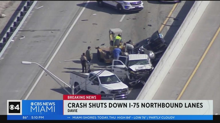Fatal crash shuts down NB I-75 lanes near Griffin Rd. in Davie - CBS Miami