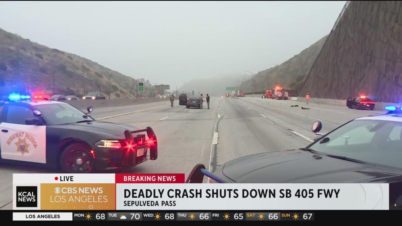 Fatal crash shuts down southbound 405 Fwy lanes in Sepulveda Pass - CBS ...