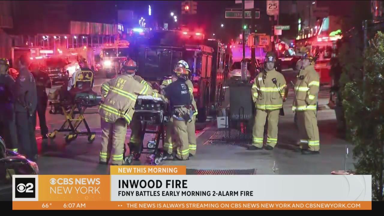 FDNY battles 2-alarm fire overnight in Inwood - CBS New York