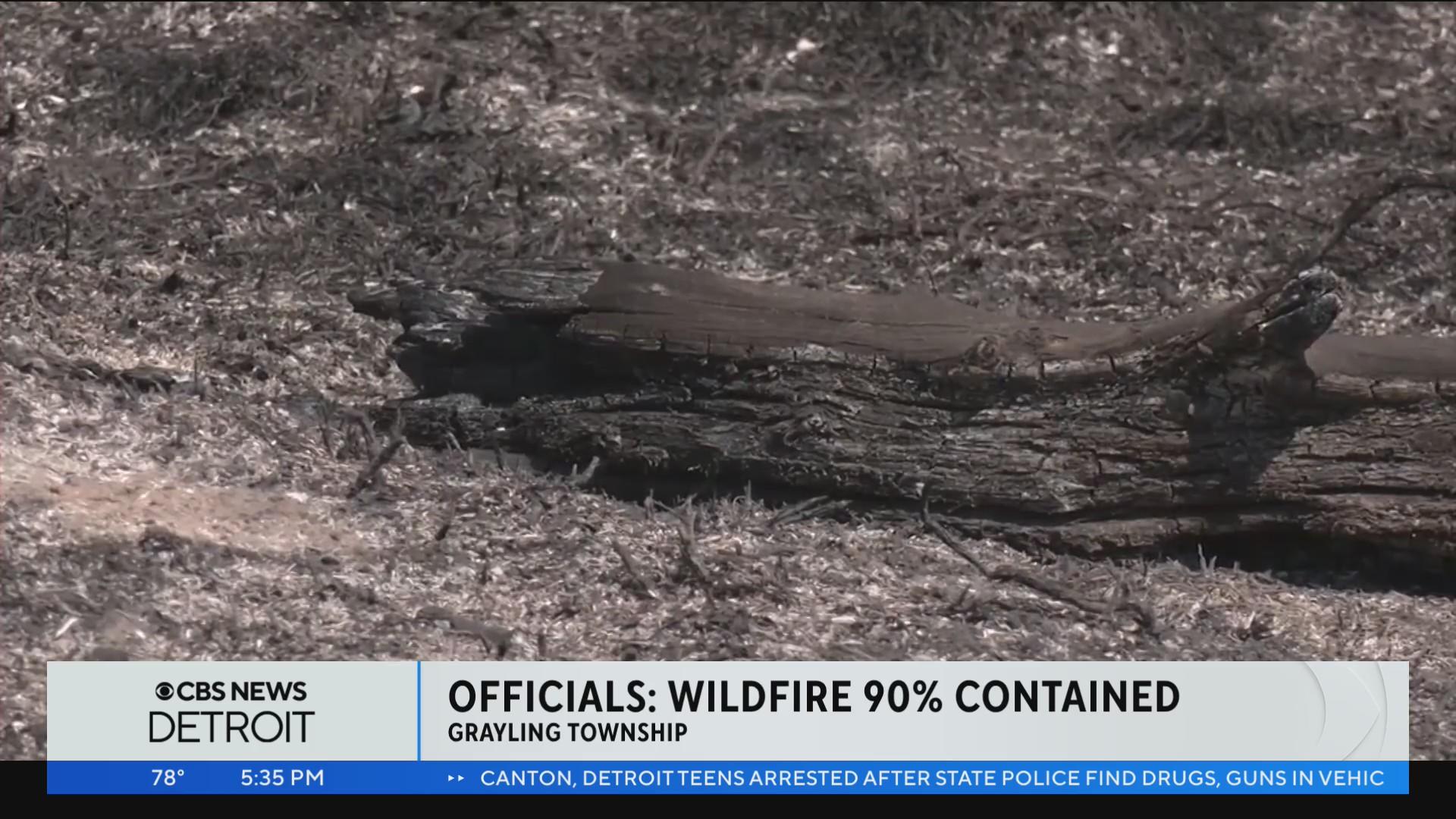 DNR says northern Michigan wildfire now 90% contained - CBS Detroit