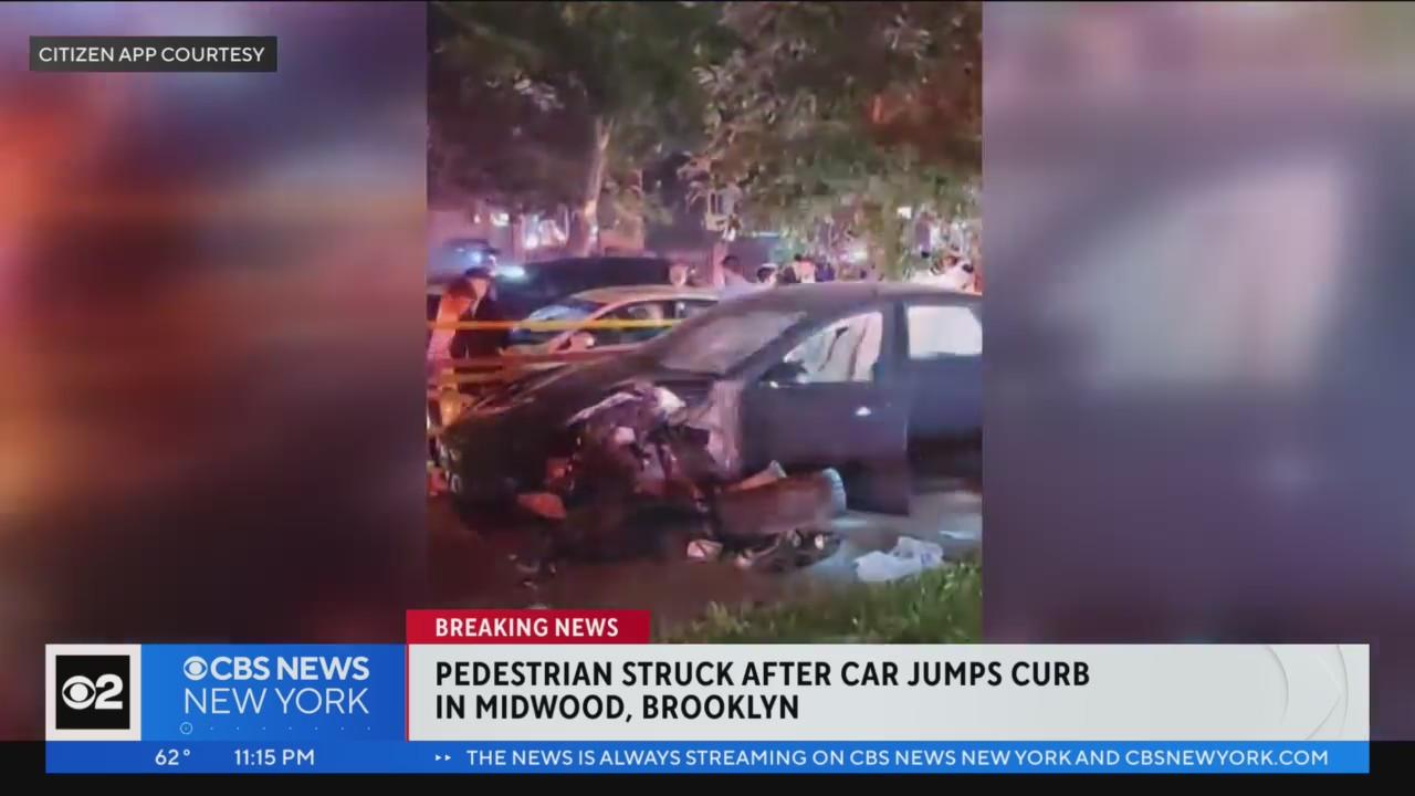 Driver jumps curb, strikes pedestrian in Brooklyn - CBS New York