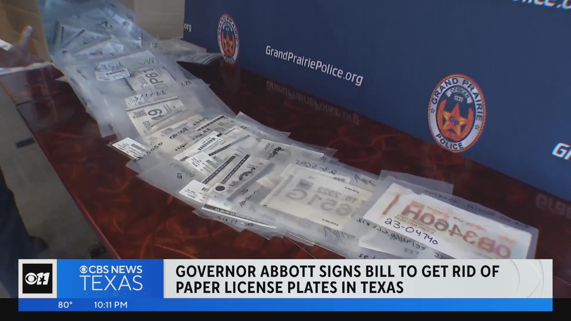 Gov. Greg Abbott signs bill into law banning temporary license plates ...