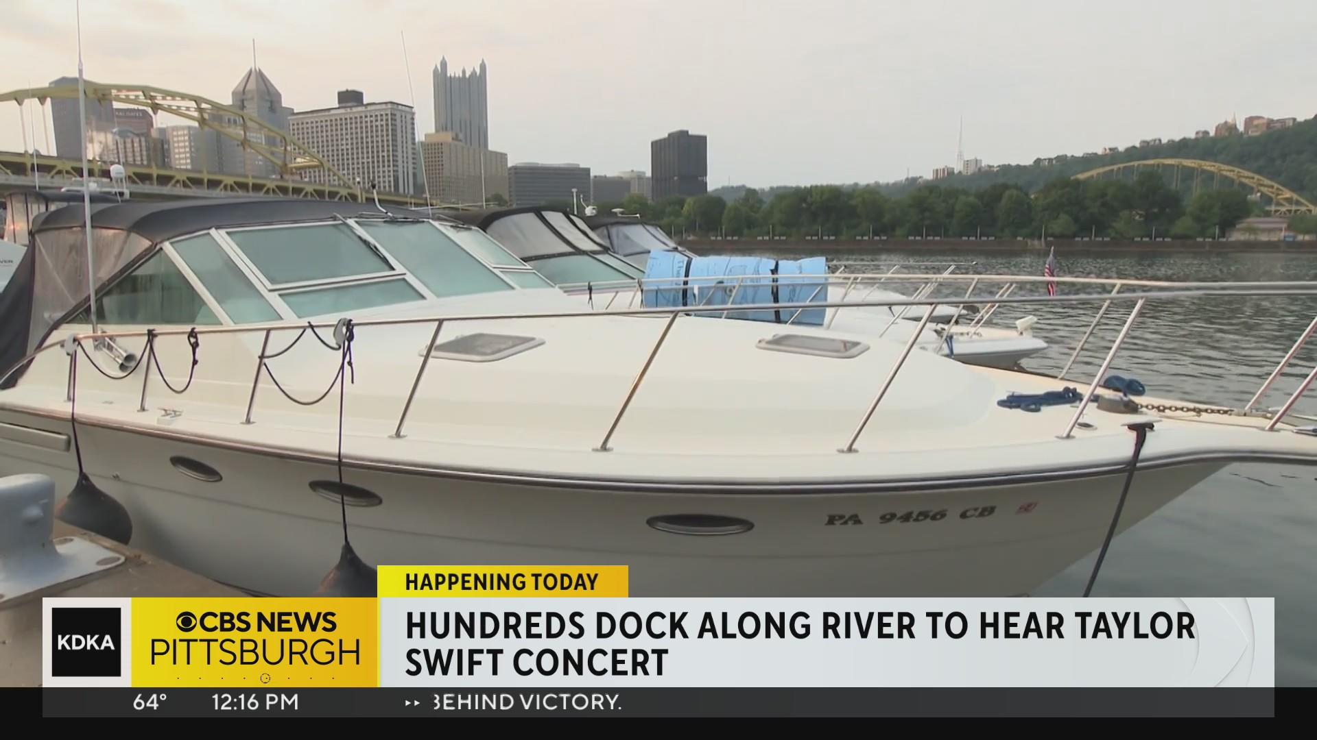 Navy of Taylor Swift fans docks boats on North Shore - CBS Pittsburgh