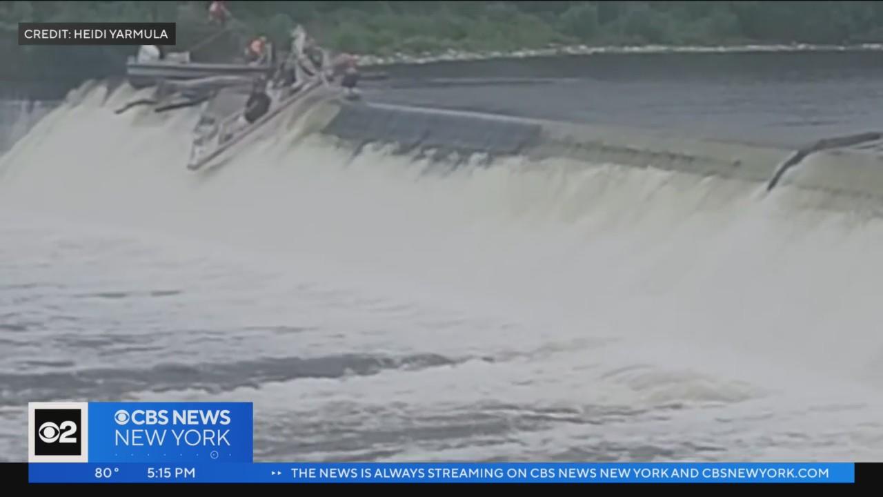 New video shows boat going over dam leading to Passaic River rescue ...