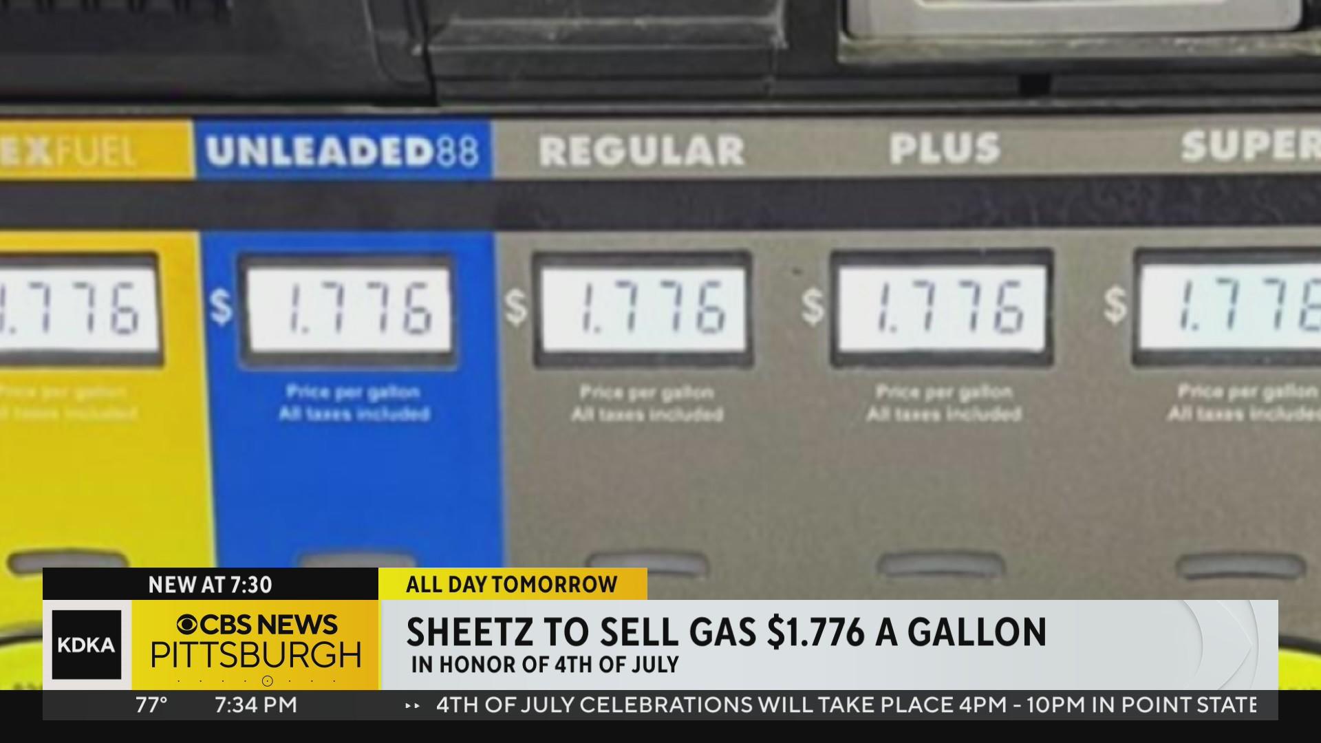Sheetz dropping gas to $1.776 a gallon for July 4th - CBS Pittsburgh
