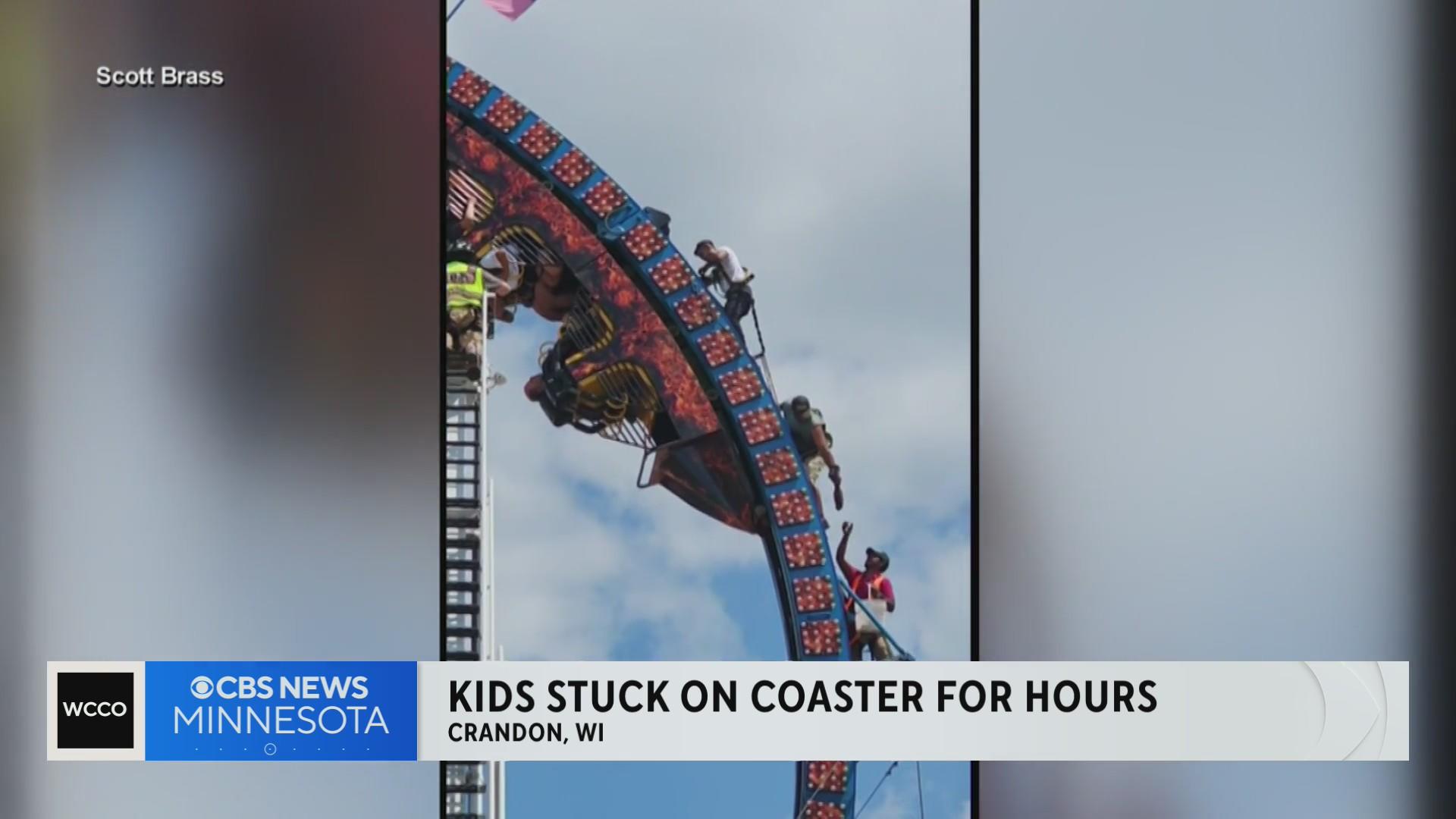 Rollercoaster riders trapped upside down for hours in Wisconsin - CBS ...