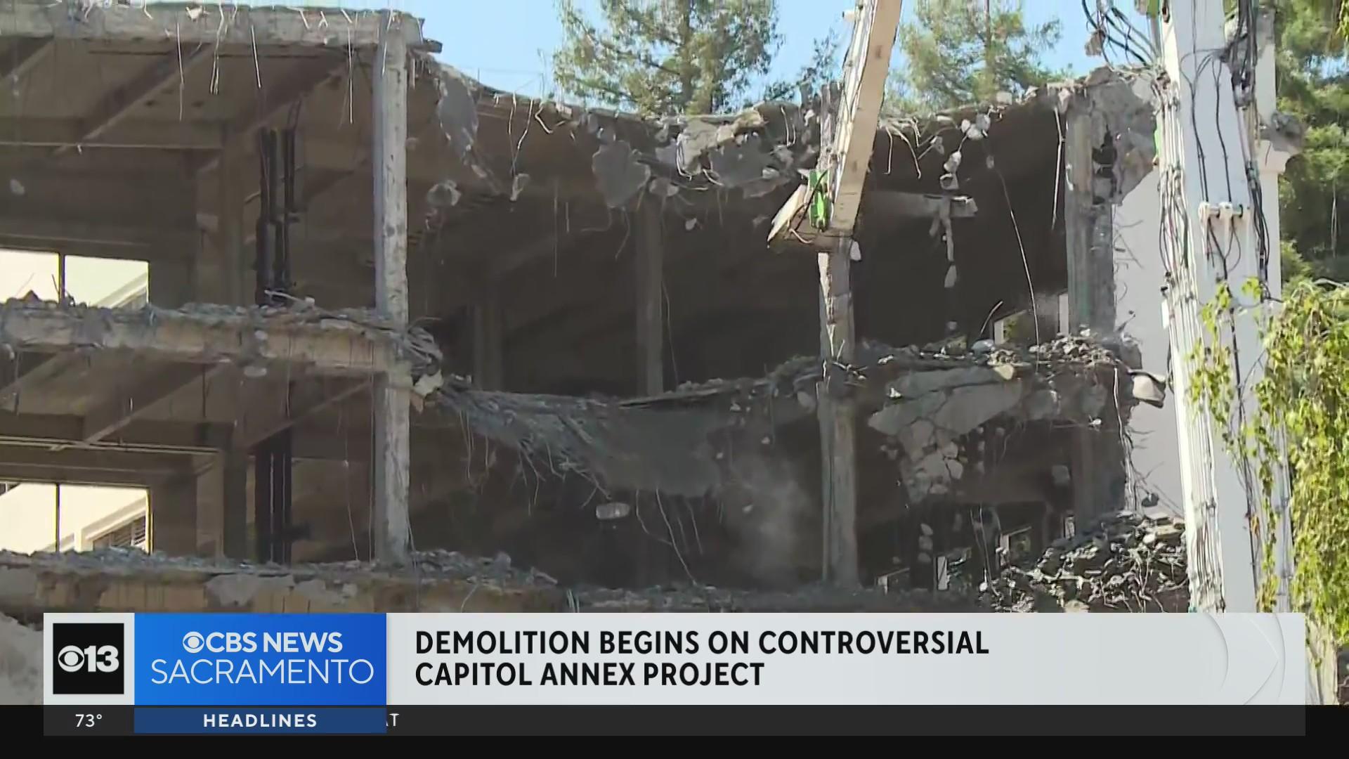 Part of California State Capitol demolished on Monday - CBS Sacramento