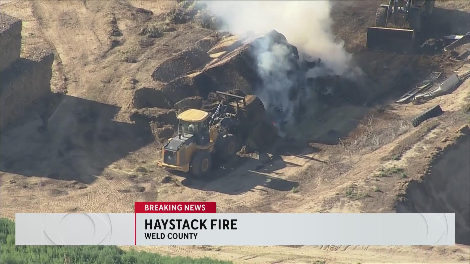 Large plume of smoke billows from burning haystacks in Weld County ...