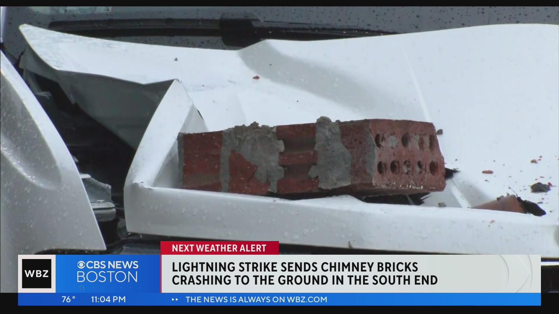 'The chimney kind of blew up': Lightning strike sends bricks crashing ...