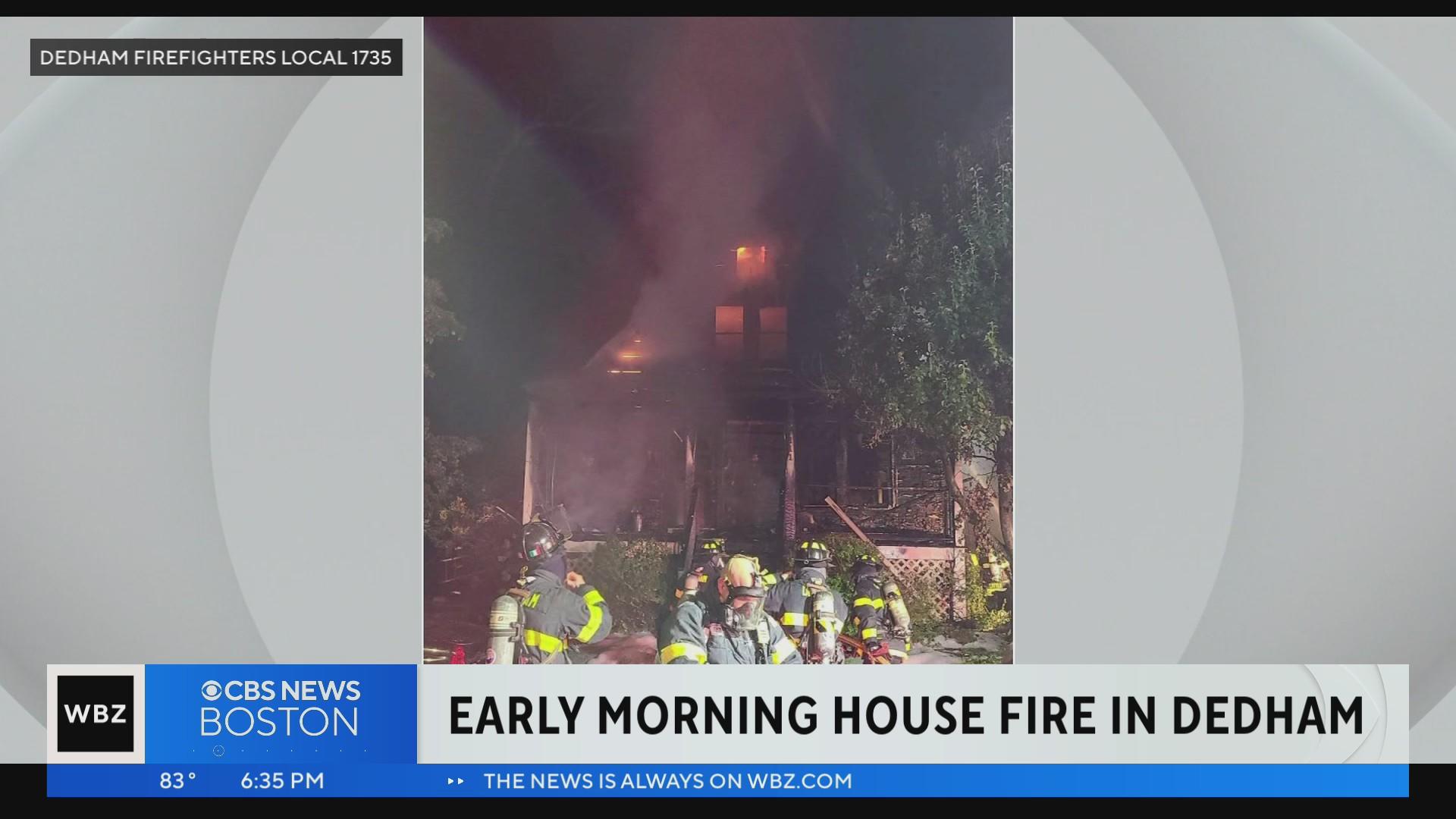 House on Schiller Road in Dedham goes up in flames - CBS Boston