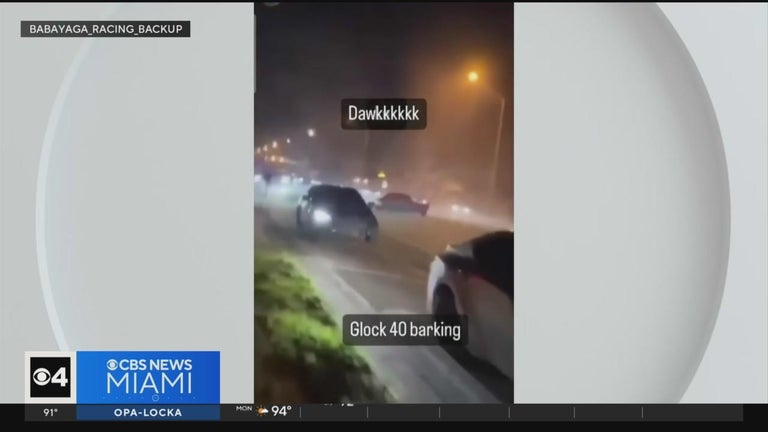 New video shows mayhem during takeover of NW Miami intersection - CBS Miami
