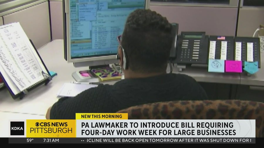 Pa. lawmaker to introduce bill requiring 4-day workweek for large businesses - CBS Pittsburgh