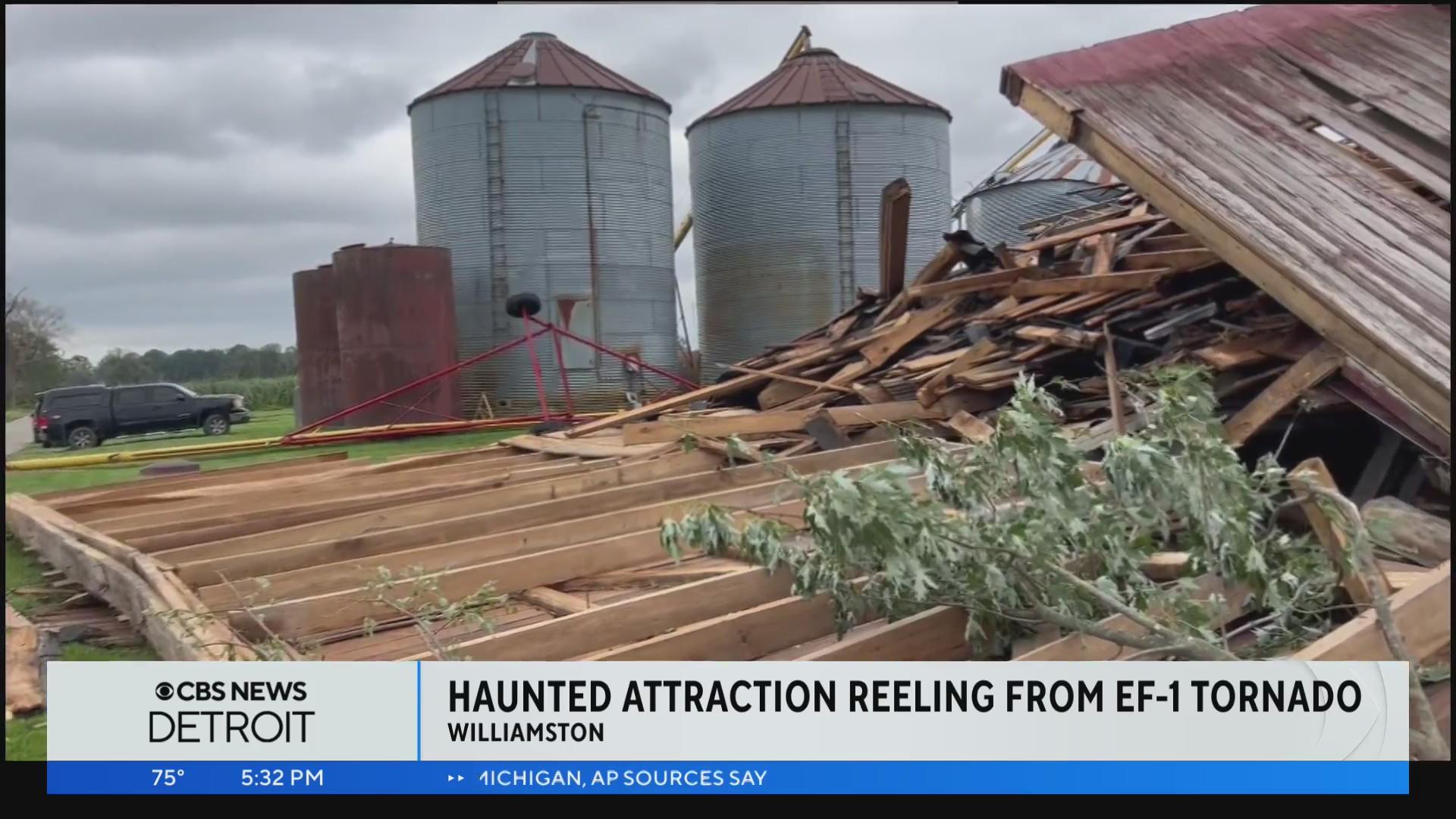 Tornado damages beloved corn maze, haunted trail in Williamston - CBS ...