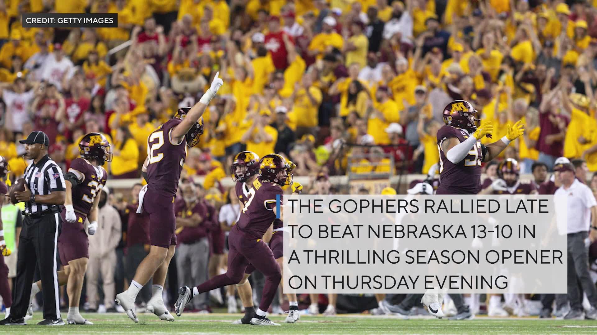 Gophers rally late to beat Nebraska 13-10 in dramatic season opener ...