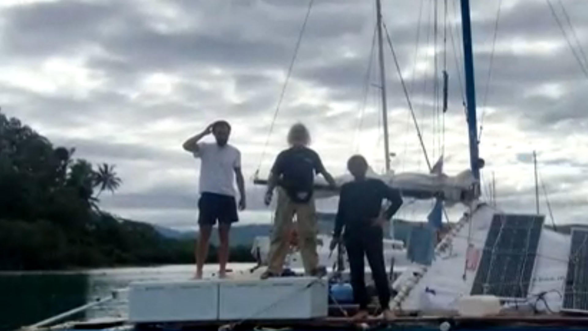 3 sailors rescued after sharks attack and partially destroy their ...