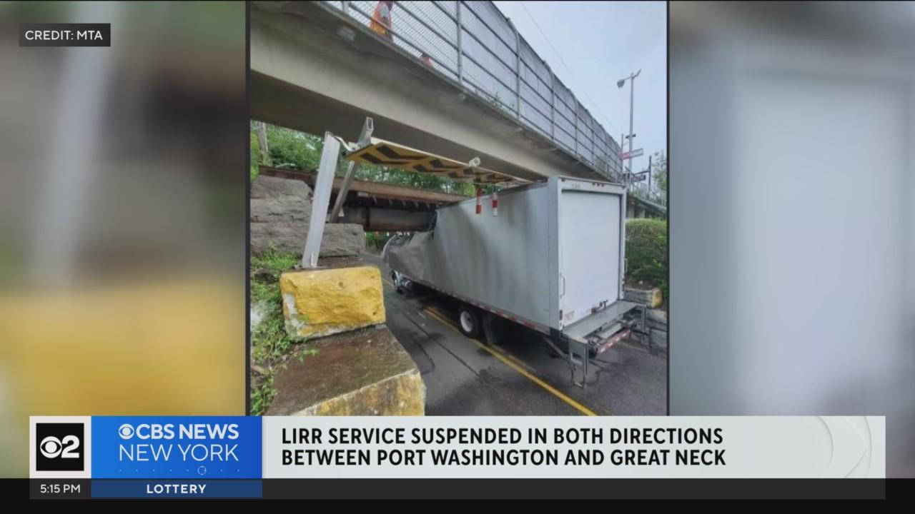 LIRR's Port Washington branch snarled after box truck strikes bridge ...