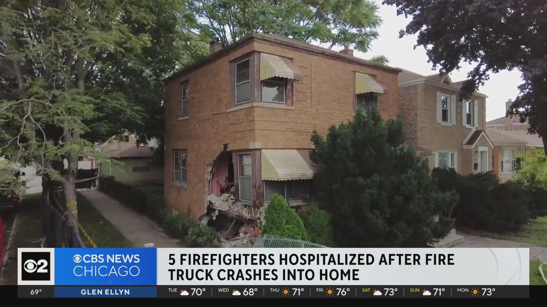 CFD fire engine crashes into South Side home, 5 firefighters hurt - CBS ...