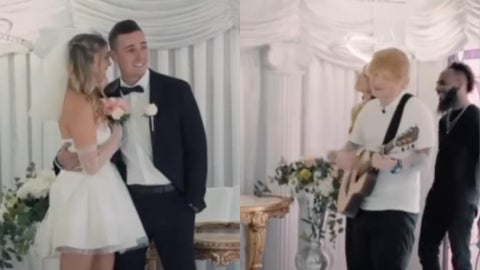 Ed Sheeran crashes couple's Las Vegas wedding, surprising them with new song - CBS News