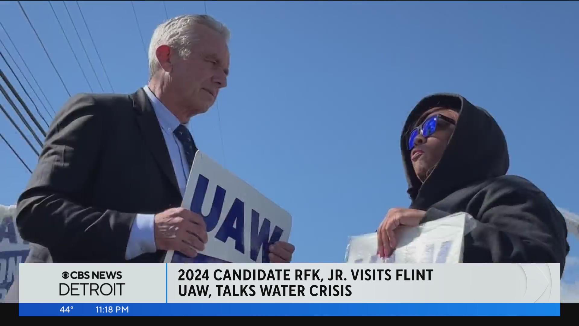 Robert F. Kennedy Jr. joins UAW picket line in Flint - CBS Detroit