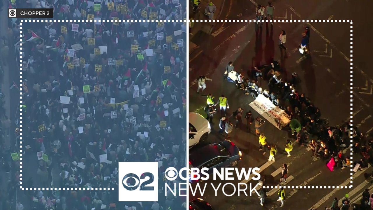Pro-Israeli, pro-Palestinian demonstrators face off throughout New York ...
