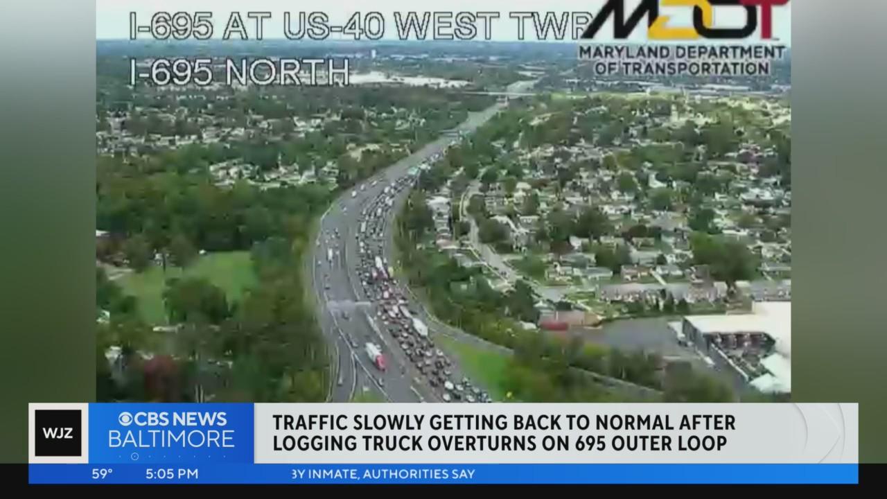 Lanes back open on I-695 Inner Loop after crash involving logging truck ...