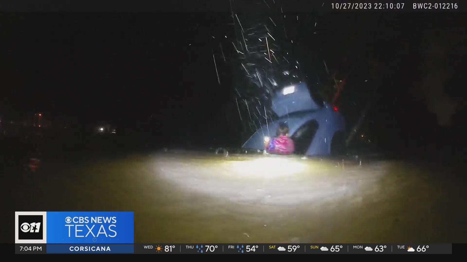 Police body cameras capture dramatic water rescue in Forney - CBS Texas