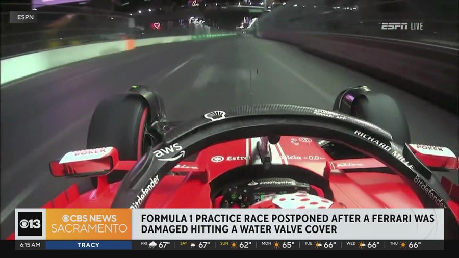 F1's Carlos Sainz crashes into Las Vegas drain cover in blow to his Ferrari and Formula 1's ...