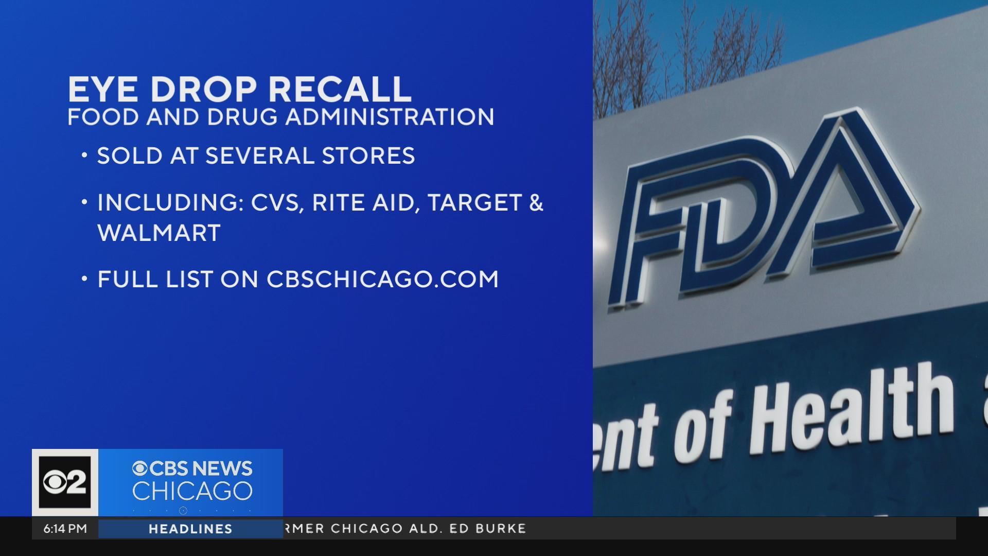 FDA expands recall eye drops, bacterial contamination - CBS Chicago