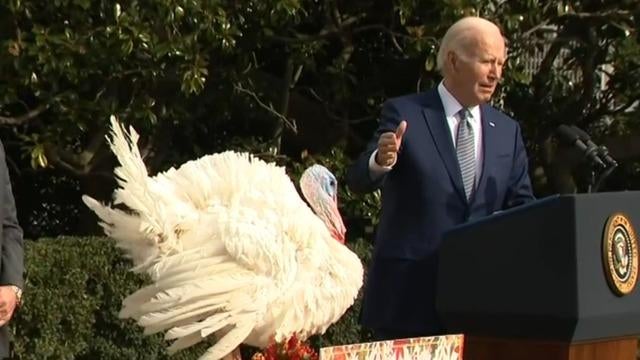 Biden pardons turkeys "Liberty" and "Bell" in annual Thanksgiving ...