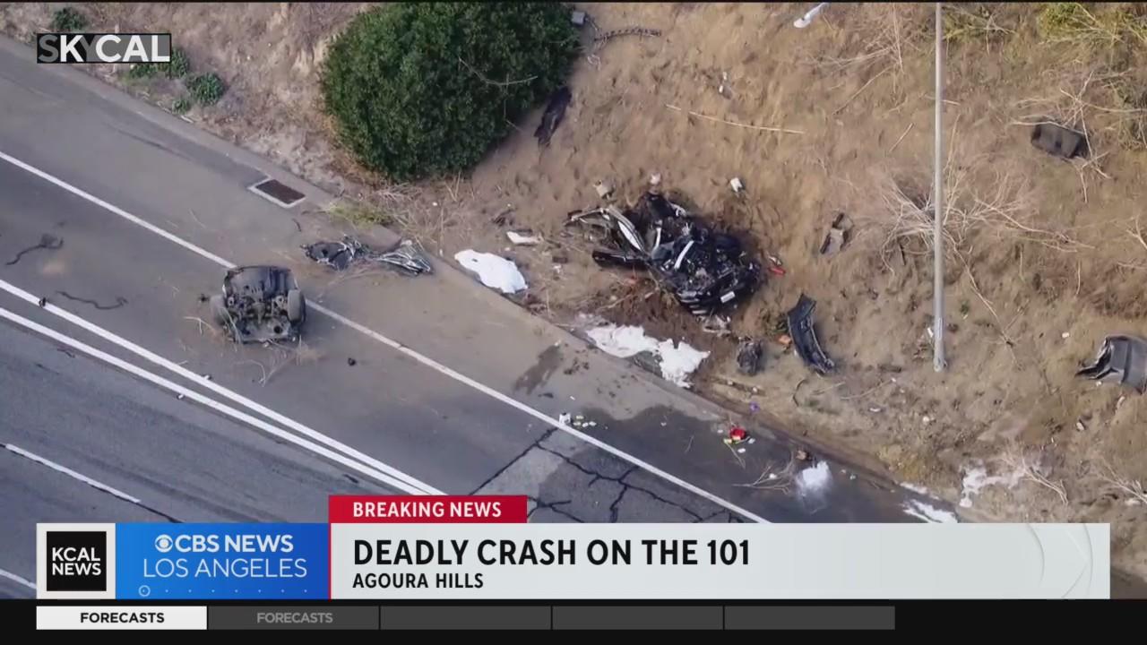 1 dead, car split in pieces after grisly crash on 101 Freeway in Agoura Hills - CBS Los Angeles