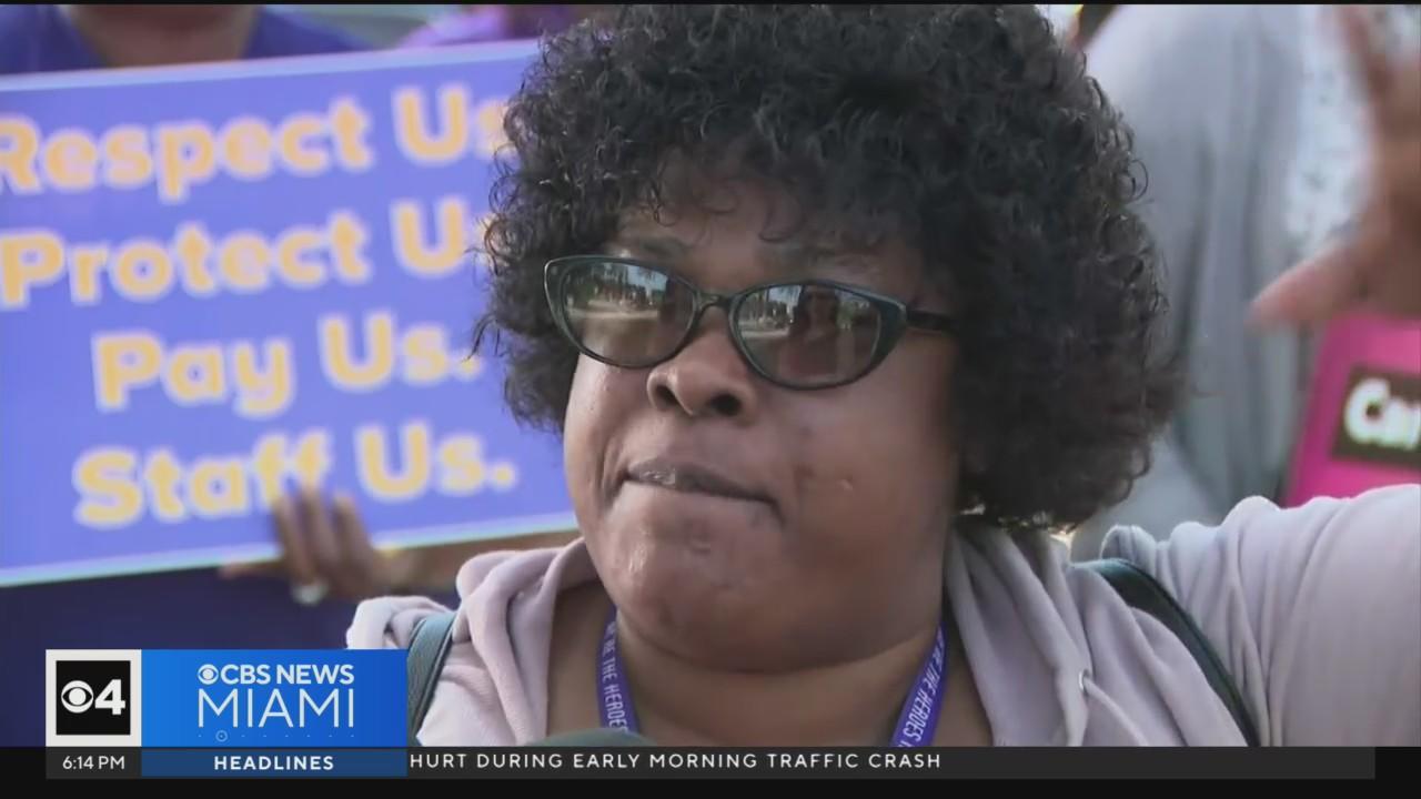 "They need to pay us," healthcare workers protest "pattern of ...