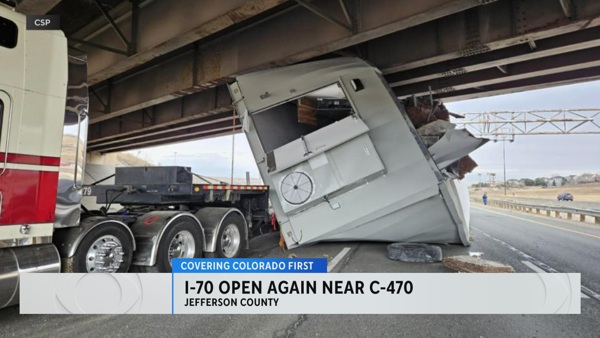 Westbound I-70 reopens at C470 after oversized load gets stuck under ...