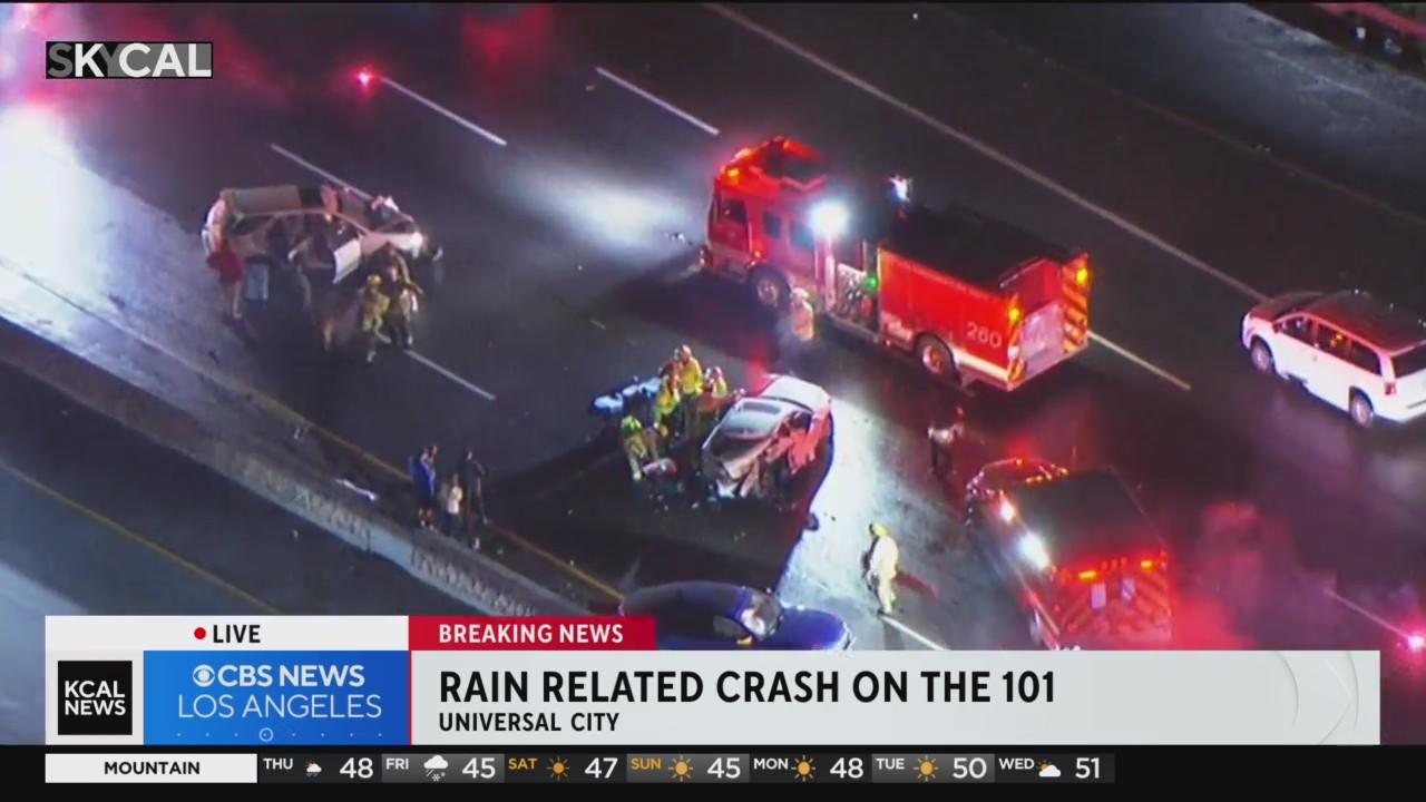 At least one hospitalized after multi-car crash on 101 Freeway in Universal City - CBS Los Angeles