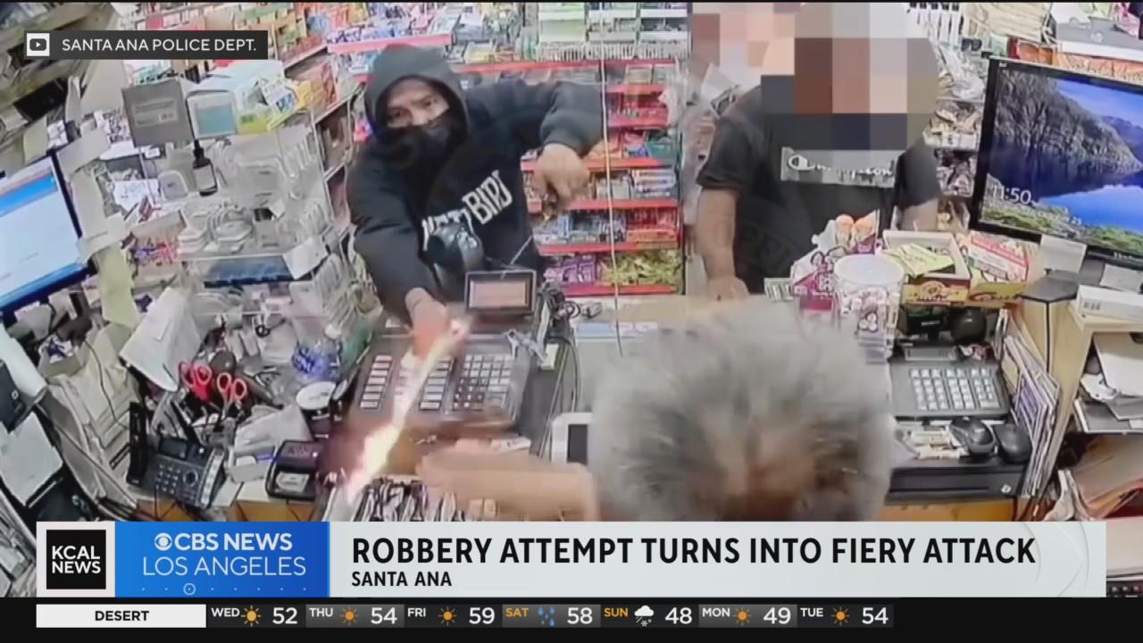 Suspect lights cash register on fire during attempted robbery - CBS Los ...