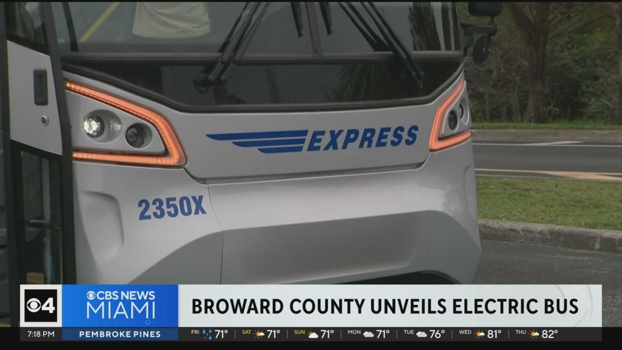 Broward County Transit unveils electric express coach bus - CBS Miami