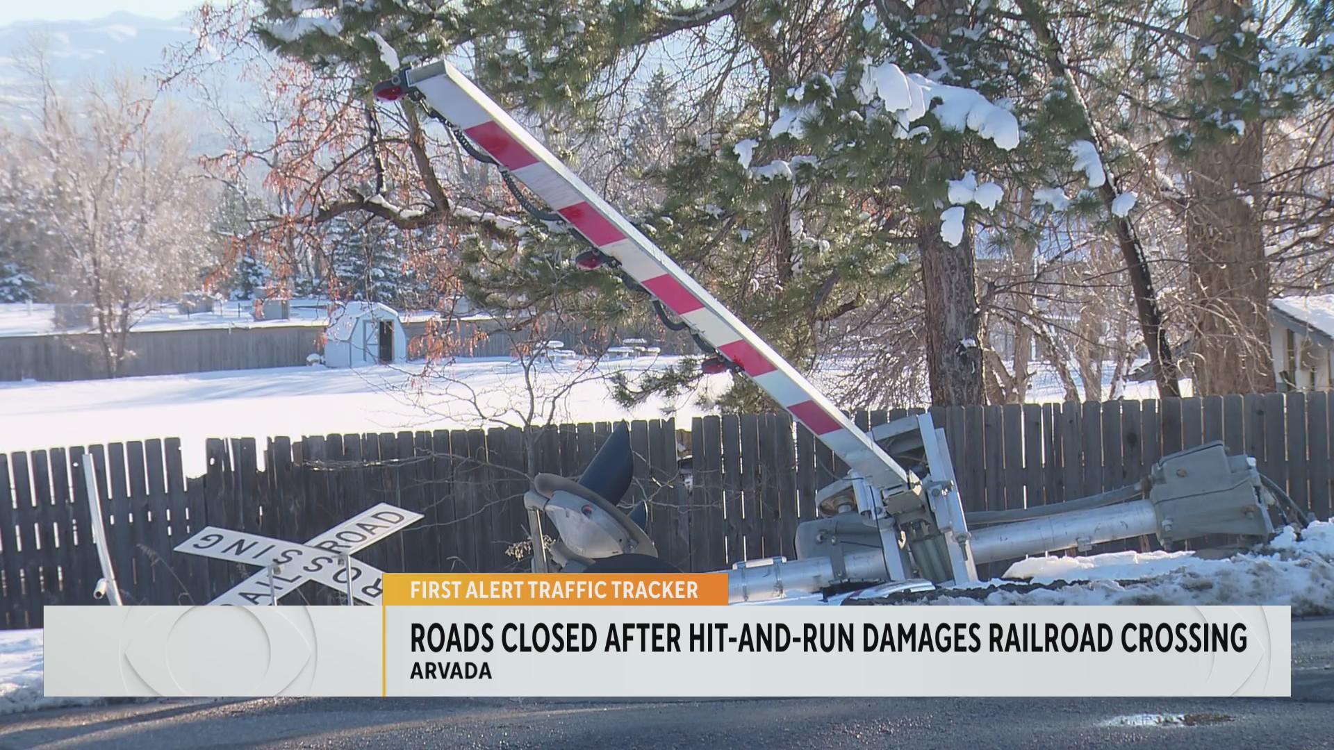 Hit-and-run crash causes damage to Colorado railroad crossing - CBS ...