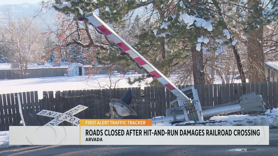Hit-and-run crash causes damage to Colorado railroad crossing - CBS ...