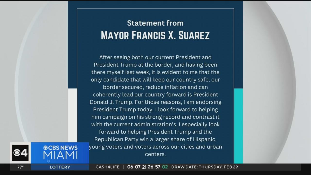 Miami Mayor Suarez endorses Trump for 2024, saying he's the "only ...