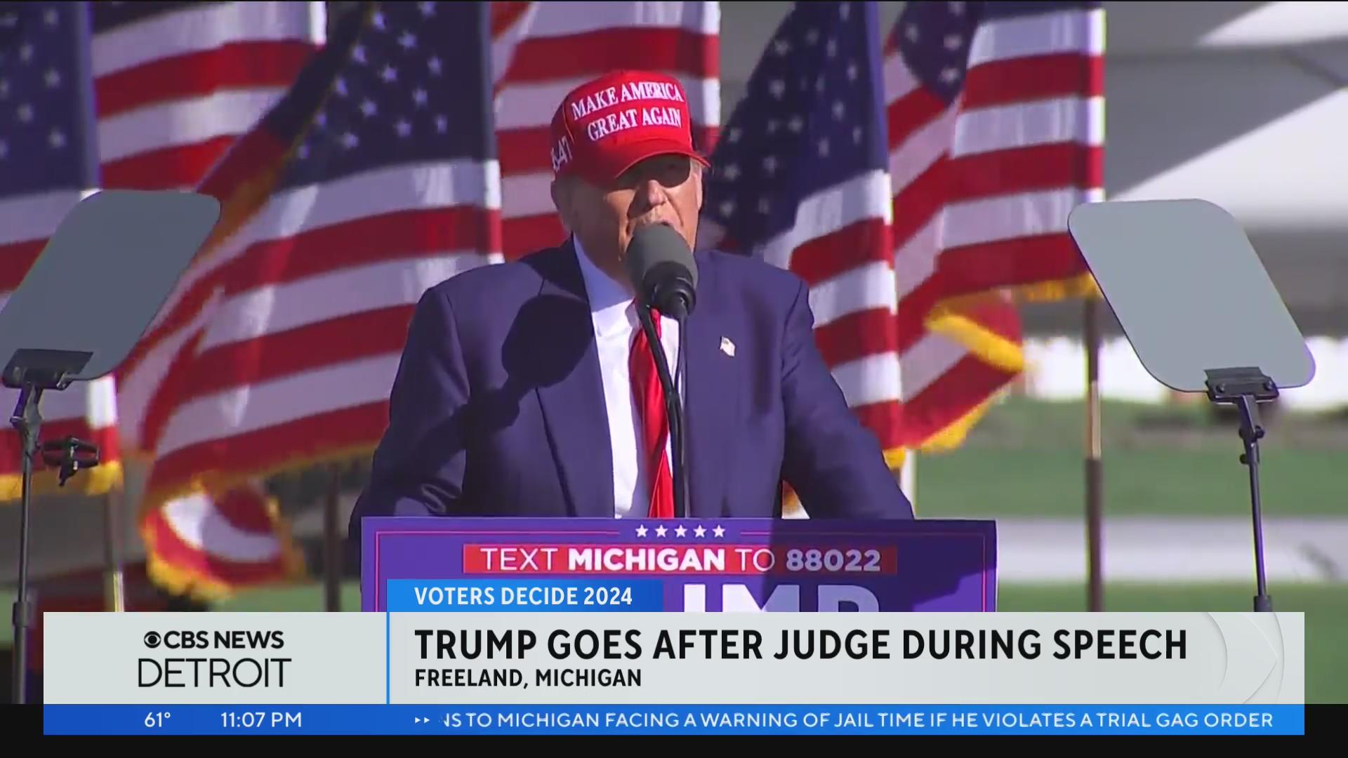 Donald Trump calls judge "crooked" during campaign stop in Michigan ...