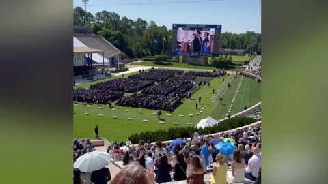 Duke University graduates walk out ahead of Jerry Seinfeld's ...