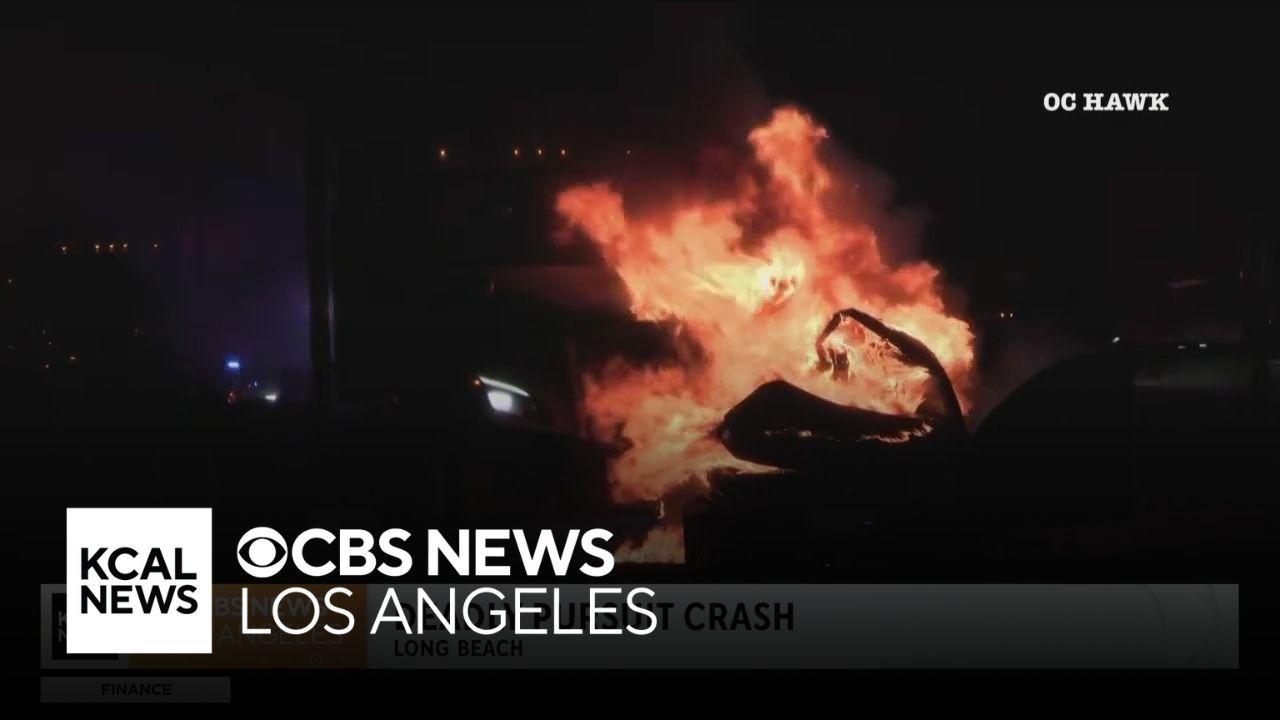 Teen boy killed in fiery crash on the 710 Freeway in Long Beach - CBS ...