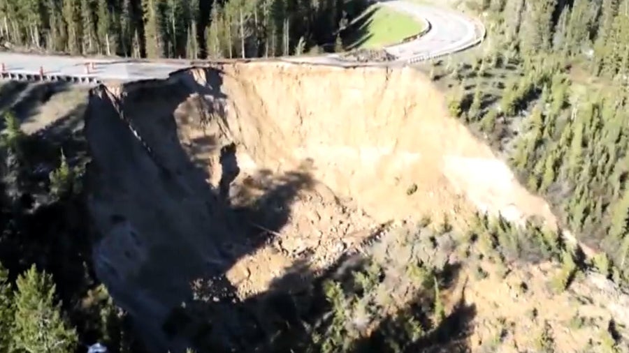 Part of Wyoming highway collapses in landslide, blocking crucial ...