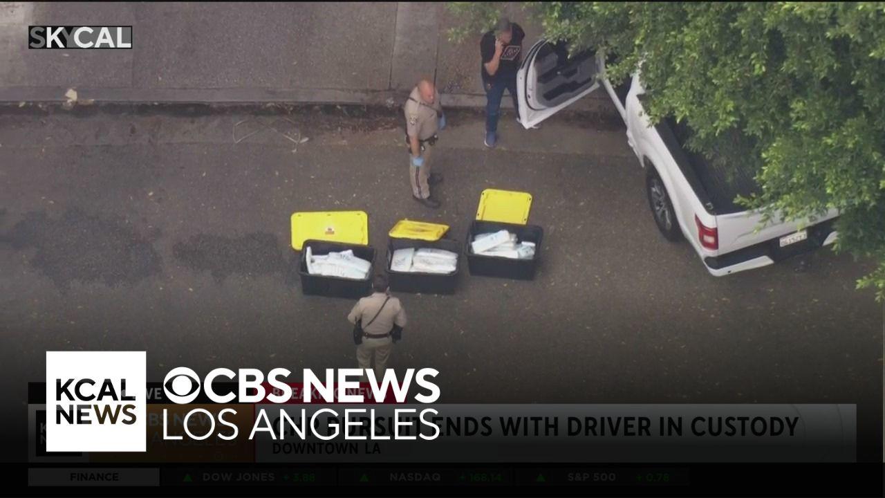 CHP pursuit through downtown Los Angeles ends with 190 pound meth bust ...