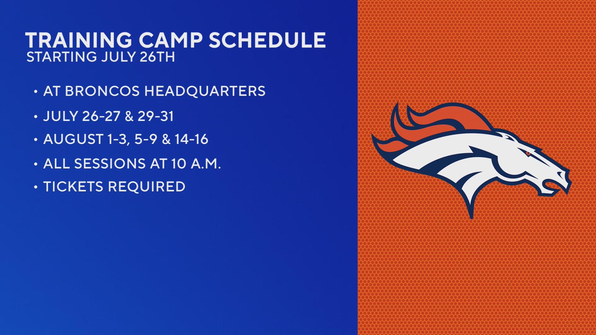 Denver Broncos release schedule for training camp this summer - CBS ...