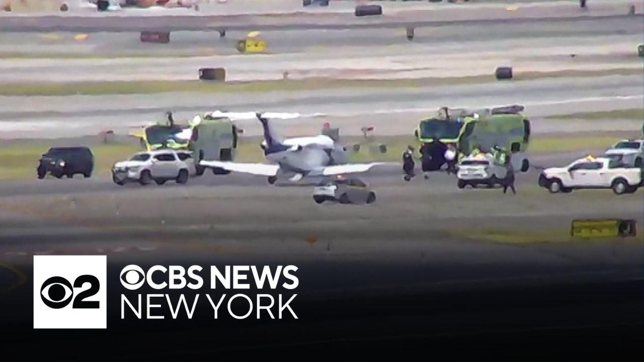 Small plane goes off runway at Newark Airport, flights delayed, FAA ...