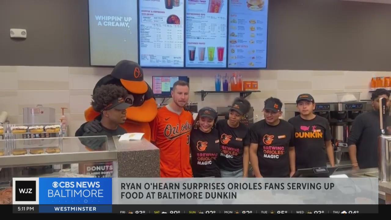 Orioles' Ryan O'Hearn serves up coffee, donuts in surprise appearance ...