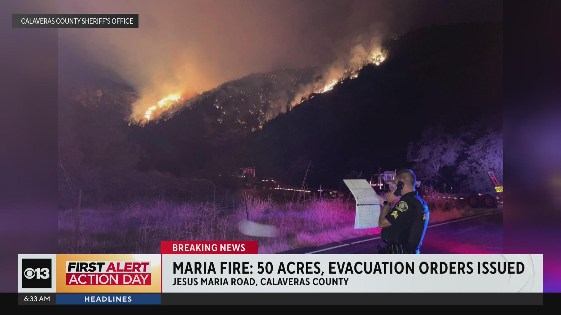 Maria Fire in Calaveras County grows to 65 acres, prompts evacuation ...