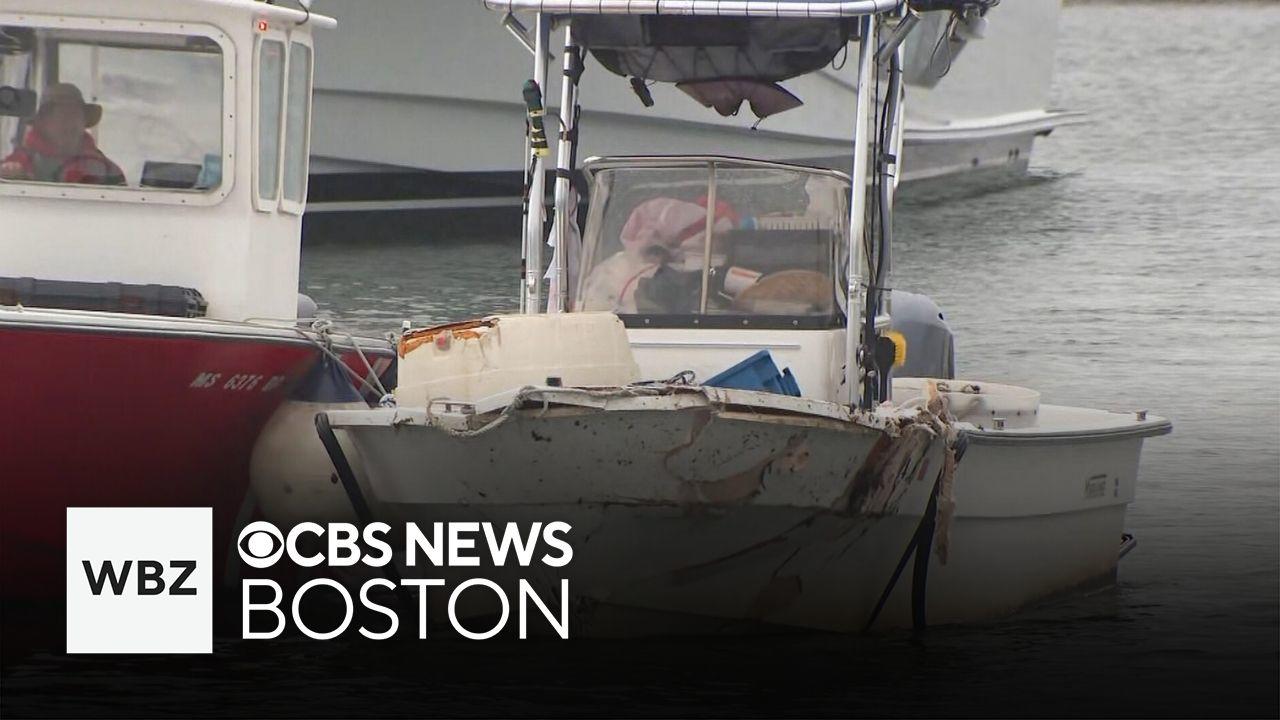 3 hurt after boat crashes into remains of old Long Island Bridge in Boston Harbor - CBS Boston