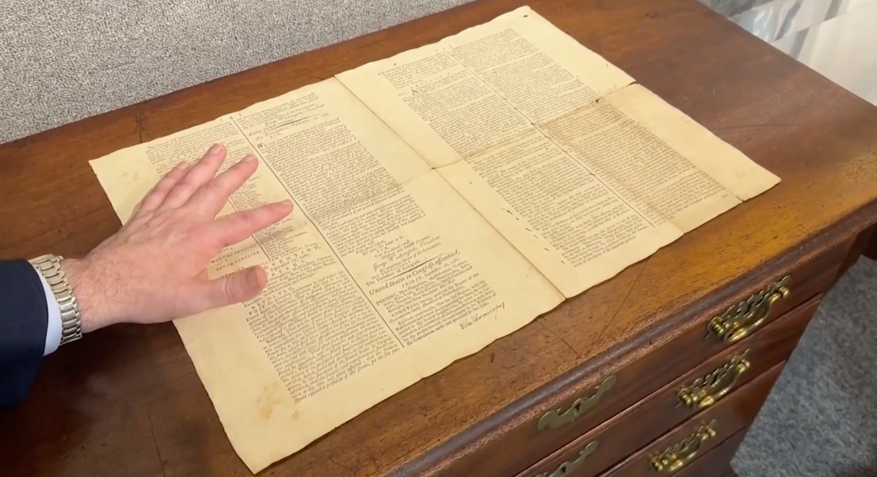 A rare copy of the U.S. Constitution laid forgotten inside a filing ...