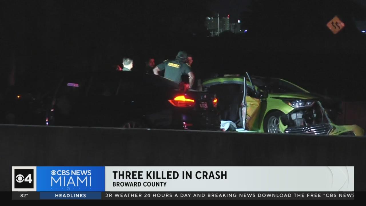 3 people dead, 1 hospitalized after Broward County crash on eastbound I-595 - CBS Miami